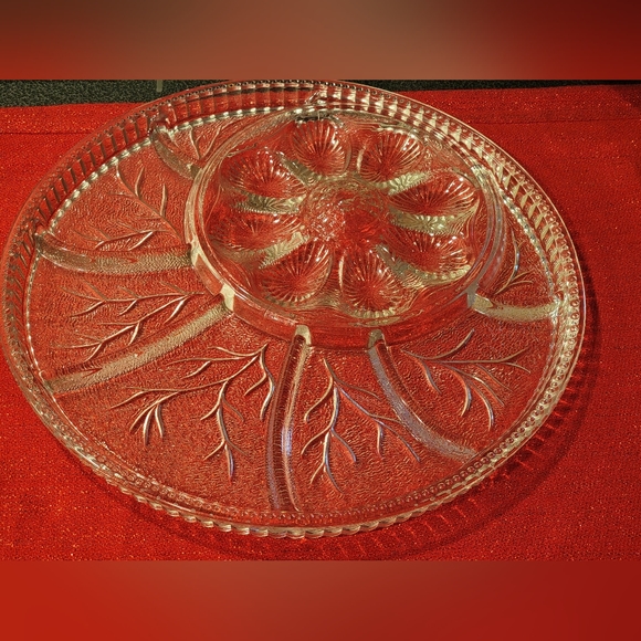 Indiana Glass | Kitchen | Vintage Clear Glass Round 3 Deviled Egg And ...